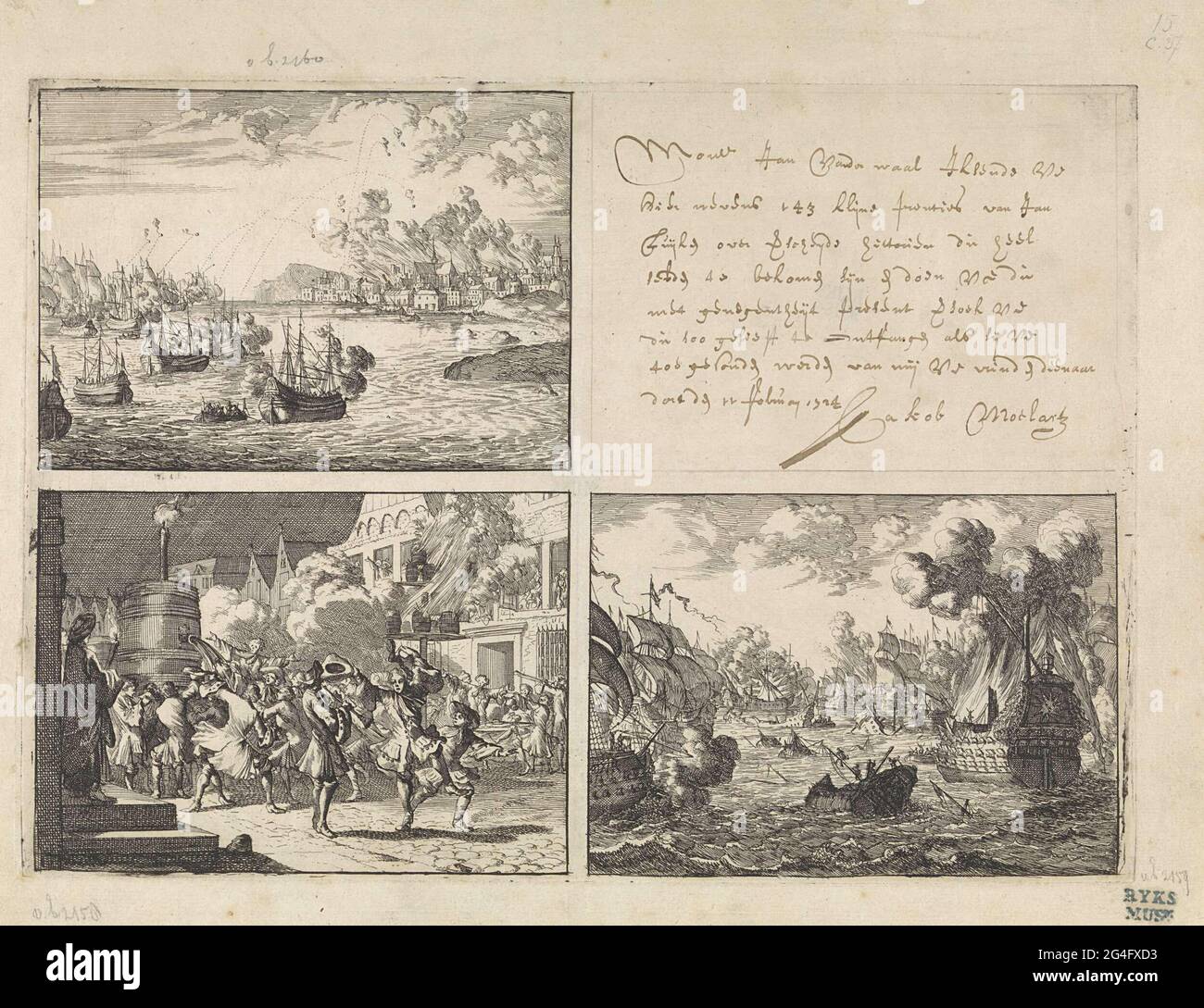 . Needled leaves with three prints and a severe text in seventeenth ...