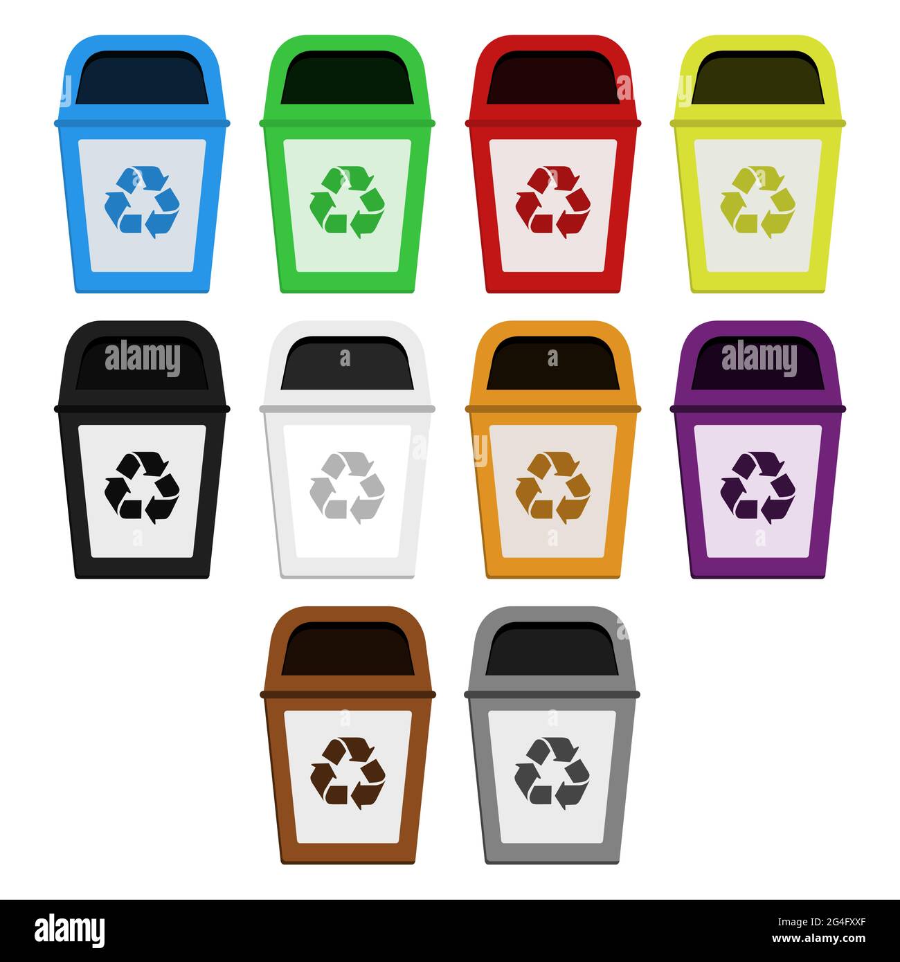 Colored bins for selective collection of paper, plastic, glass, metal ...