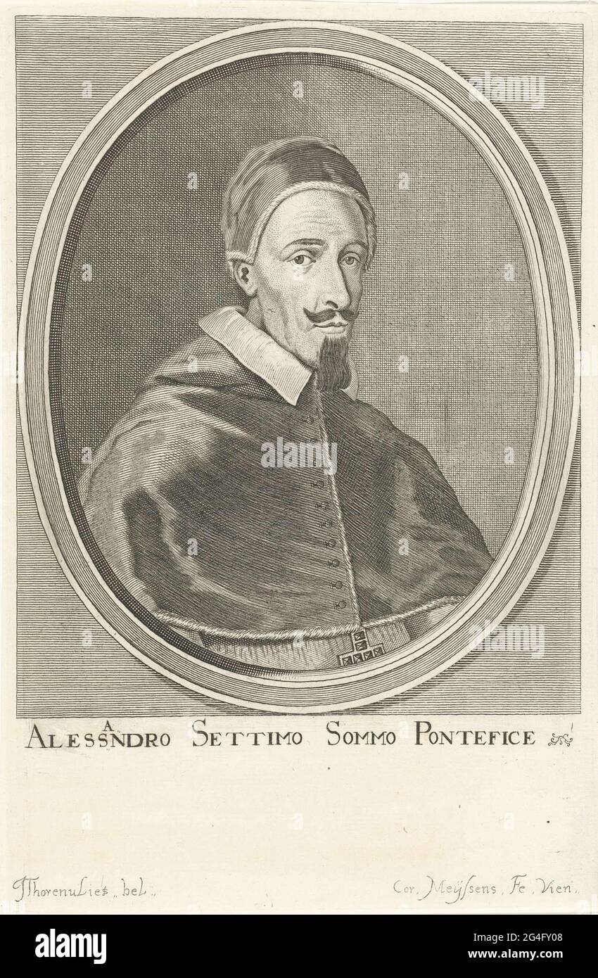 . Portrait of Pope Alexander VII, dressed in the papal robe, headed the ...