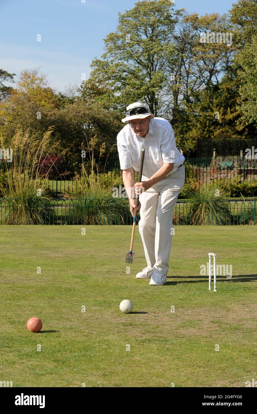 Croquet match at Stourbridge Croquet Club in Mary Stevens Park Stock ...