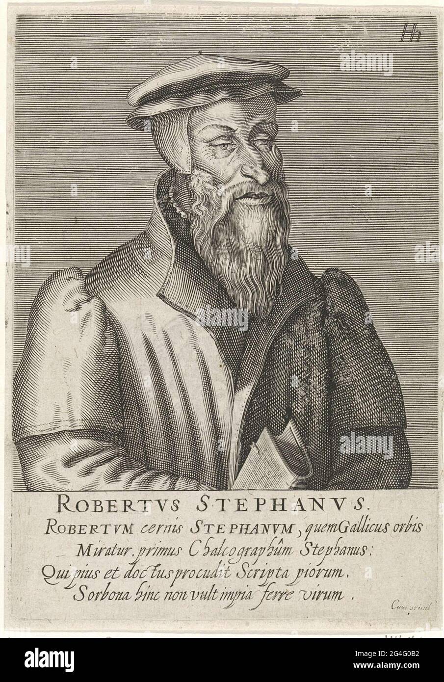 . Bust to the right of Robert I Estienne. Under the portrait his name ...