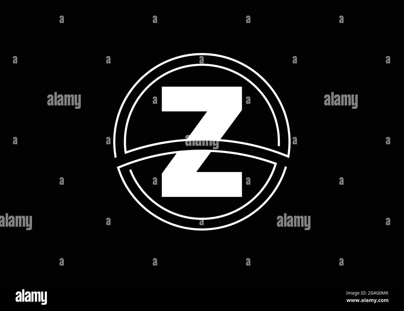 Initial letter Z with circle frame. Graphic alphabet symbol for ...