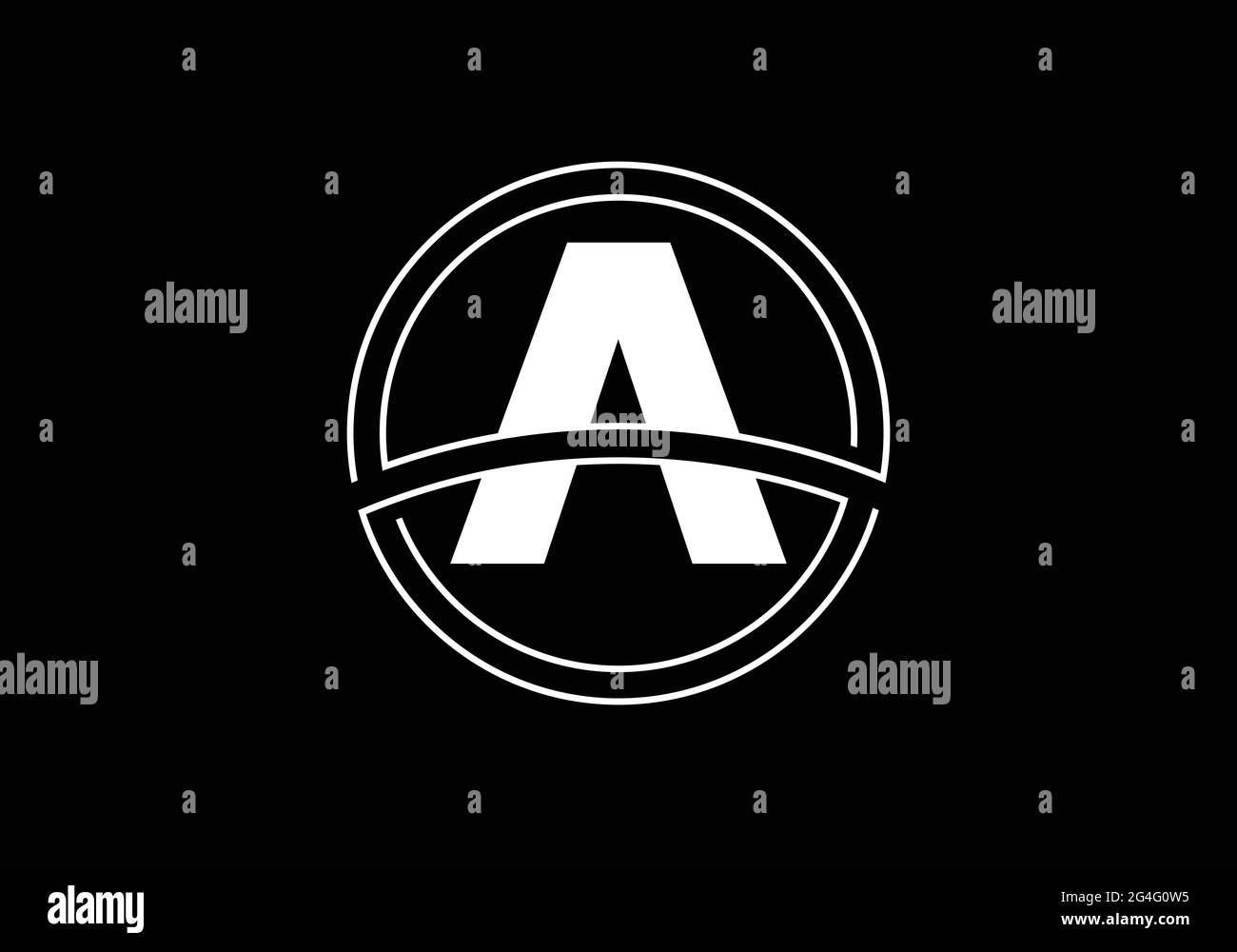 Initial letter A with circle frame. Graphic alphabet symbol for ...