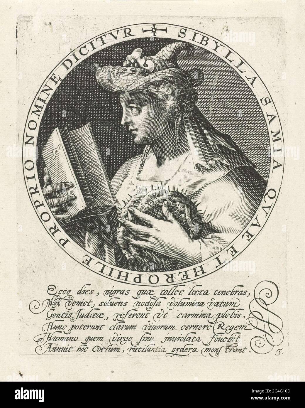 . Bust of the Sibille of Samos. In her left hand, she holds a crown ...