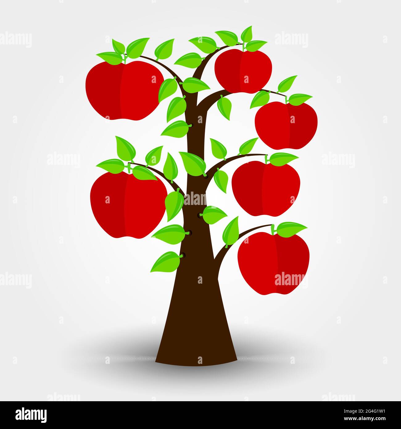 Apple tree isolated on a gray background with shadow. Editable Stock ...