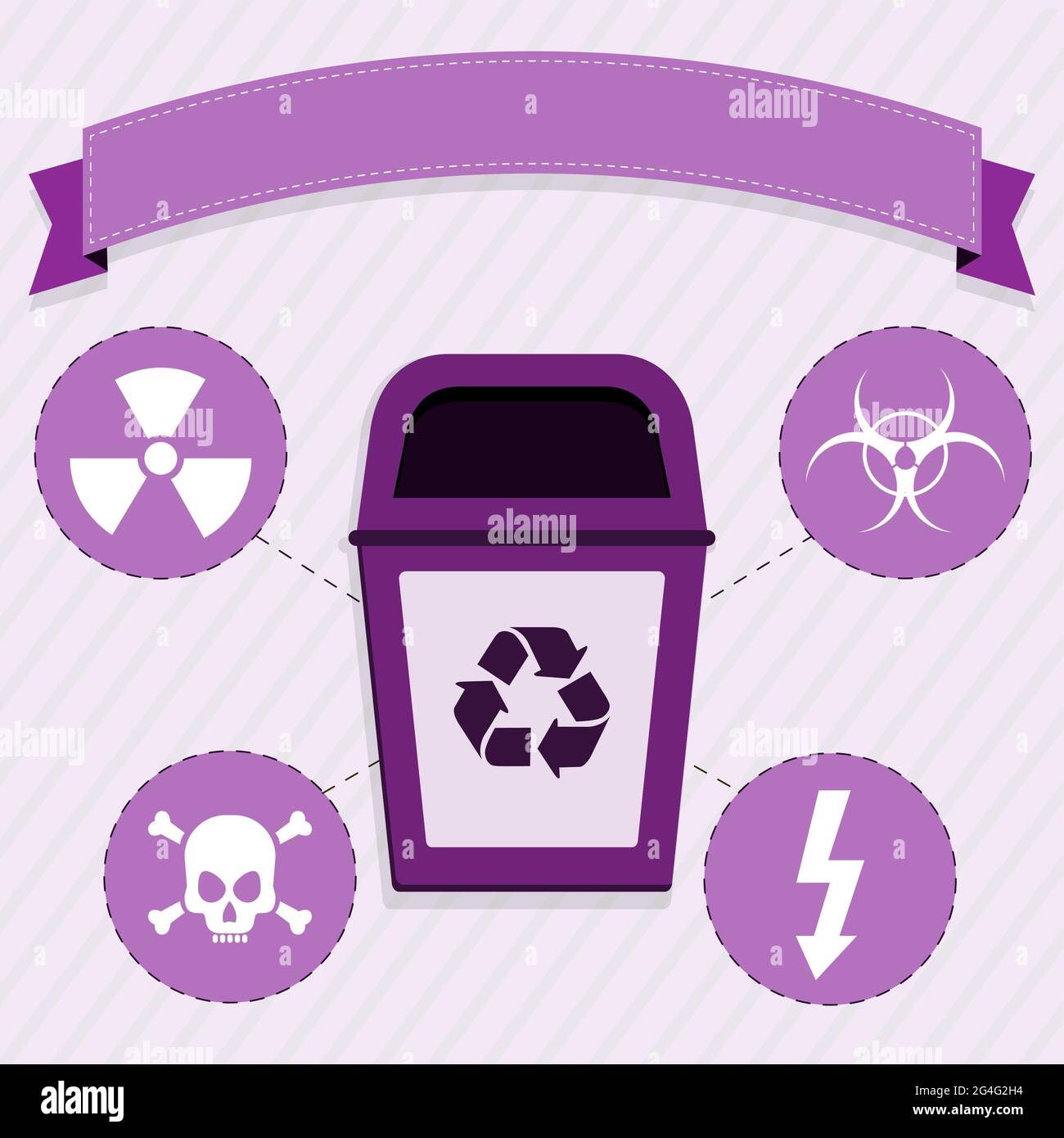 Purple trash for the selective collection of radioactive waste Stock ...