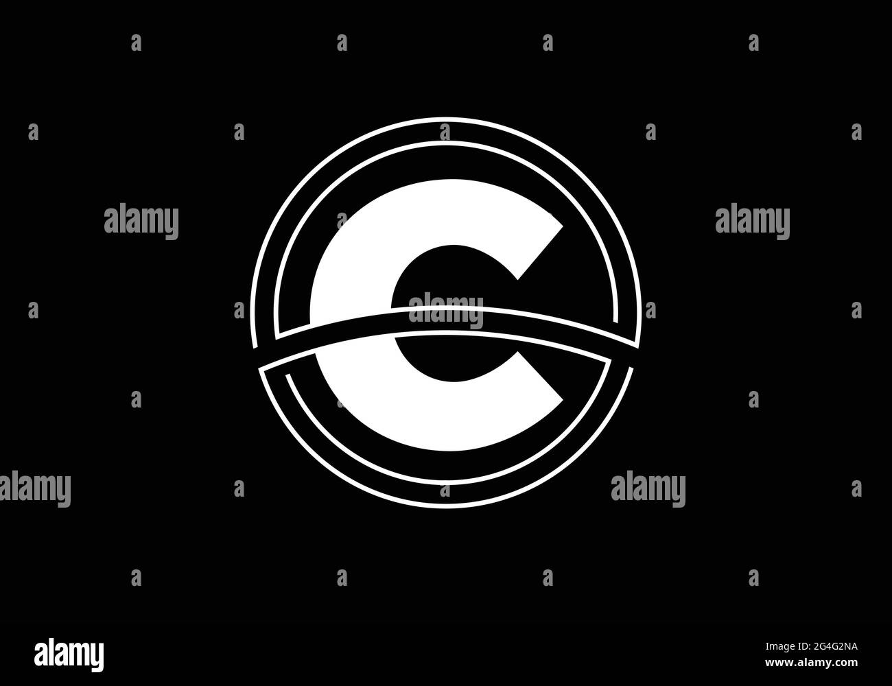 Initial letter C with circle frame. Graphic alphabet symbol for ...