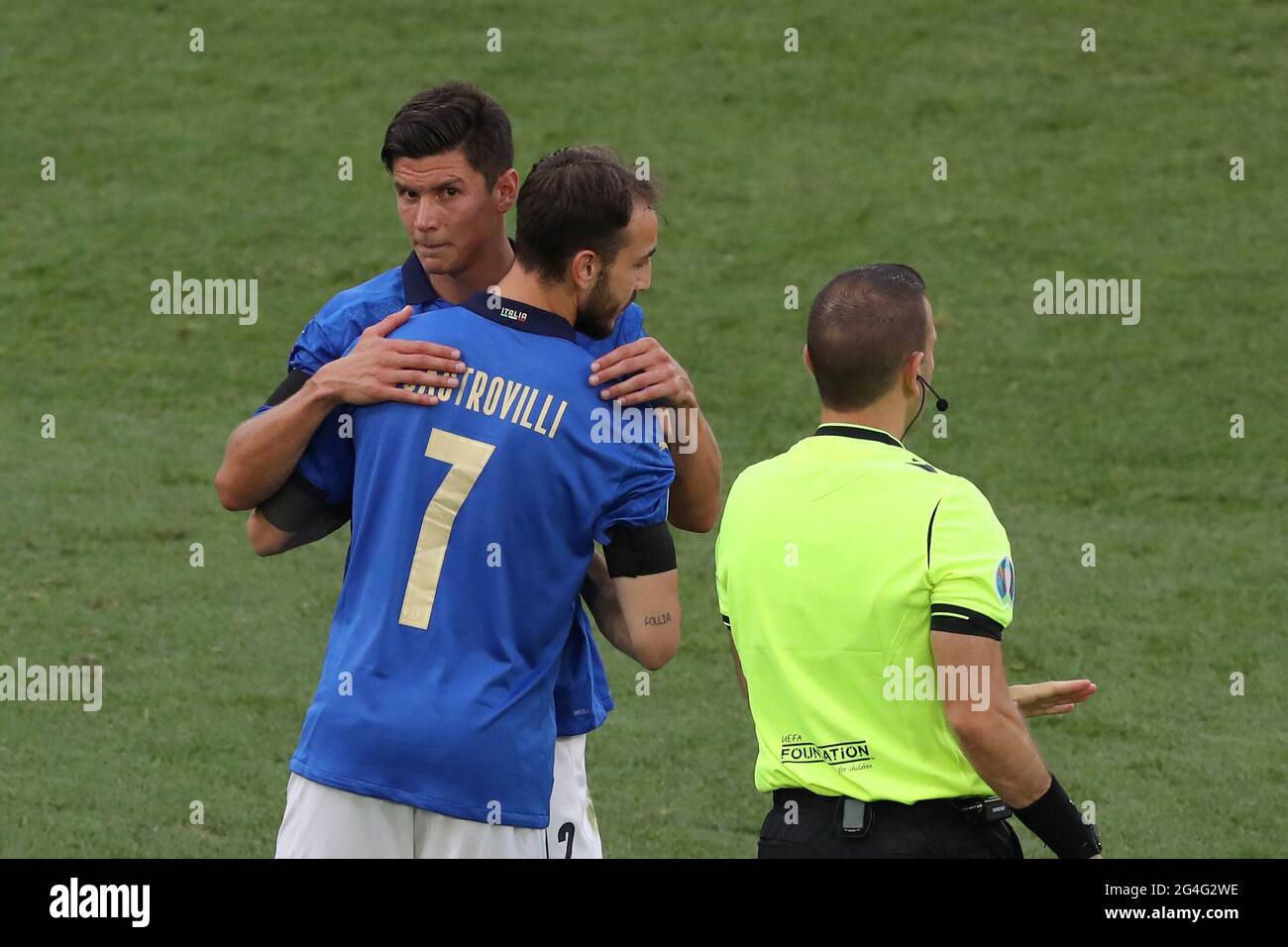 Rome, Italy, 20th June 2021. Matteo Pessina of Italy is substituted for ...