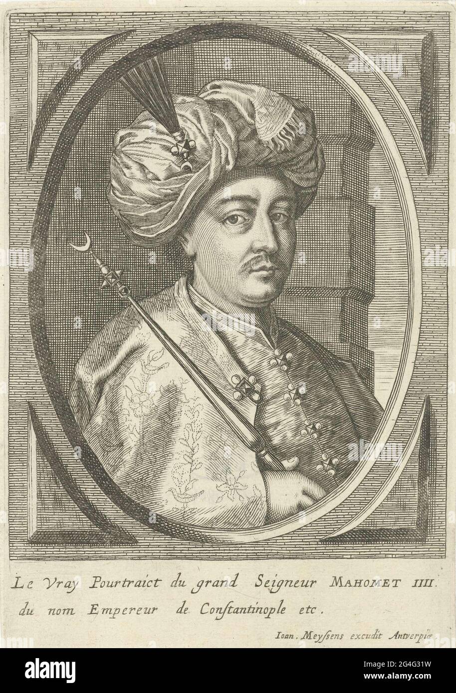 . Portrait of Mehmet IV, Sultan of the Ottoman Empire, with a scepter ...