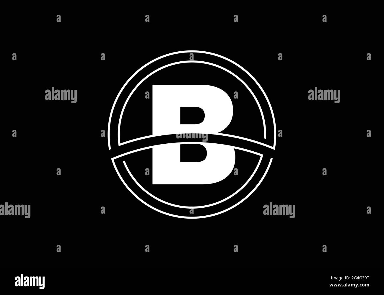 Initial letter B with a circle frame. Graphic alphabet symbol for ...