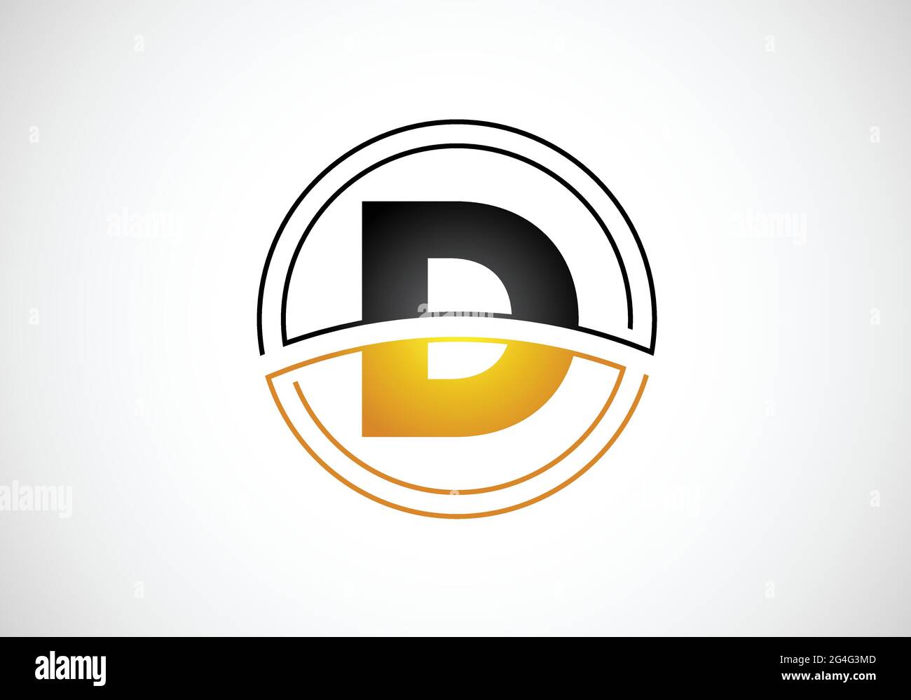 Initial letter D with circle frame. Graphic alphabet symbol for ...