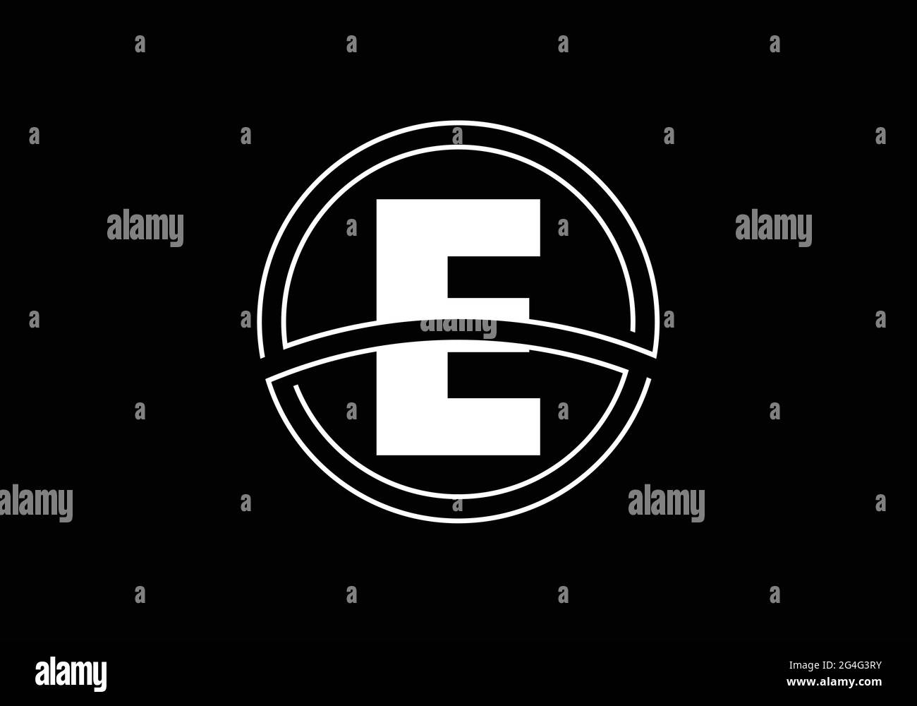 Initial letter E with circle frame. Graphic alphabet symbol for ...