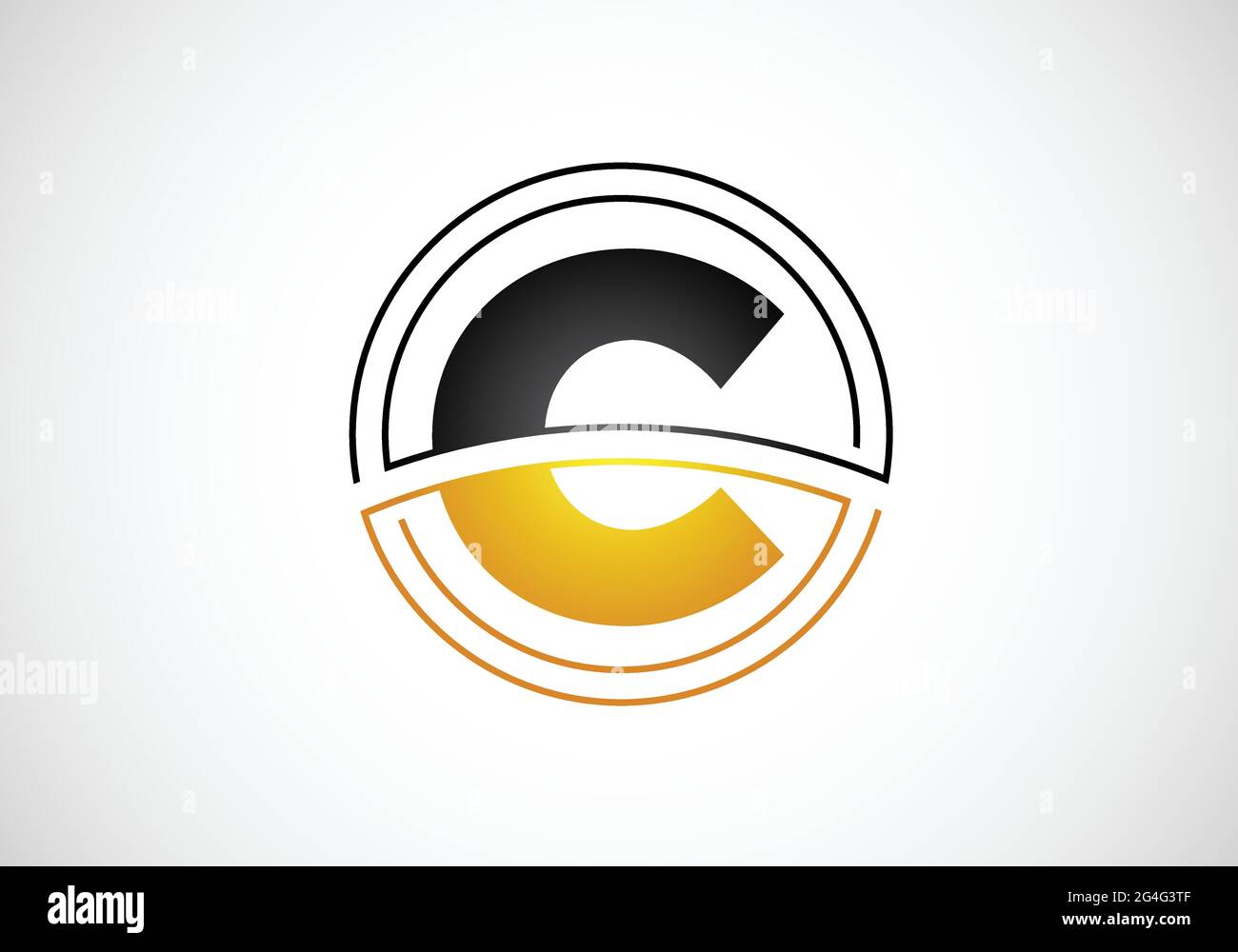 Initial letter C with circle frame. Graphic alphabet symbol for ...