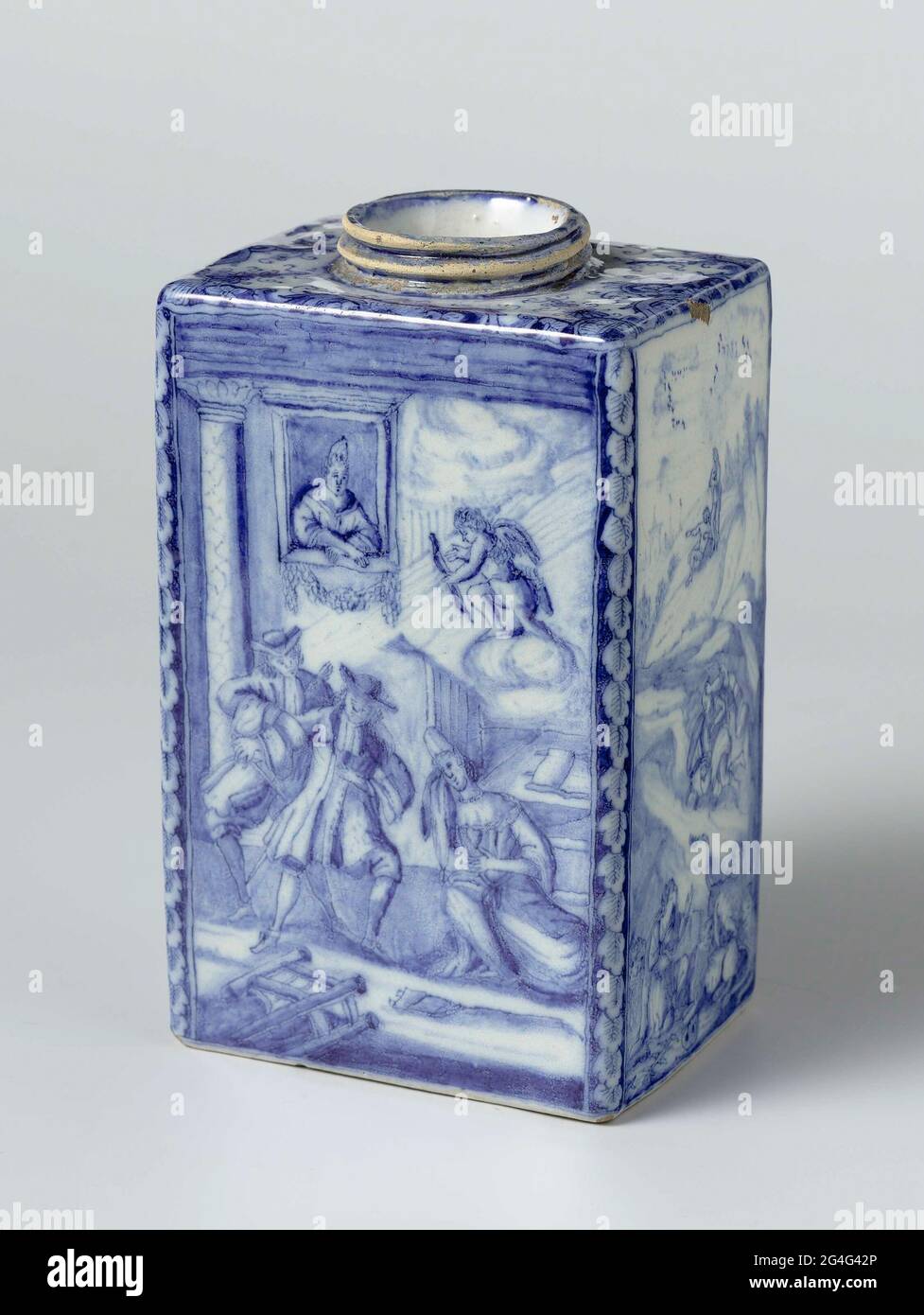 . Tea bus from Faïence, painted in blue with scenes from the Old ...