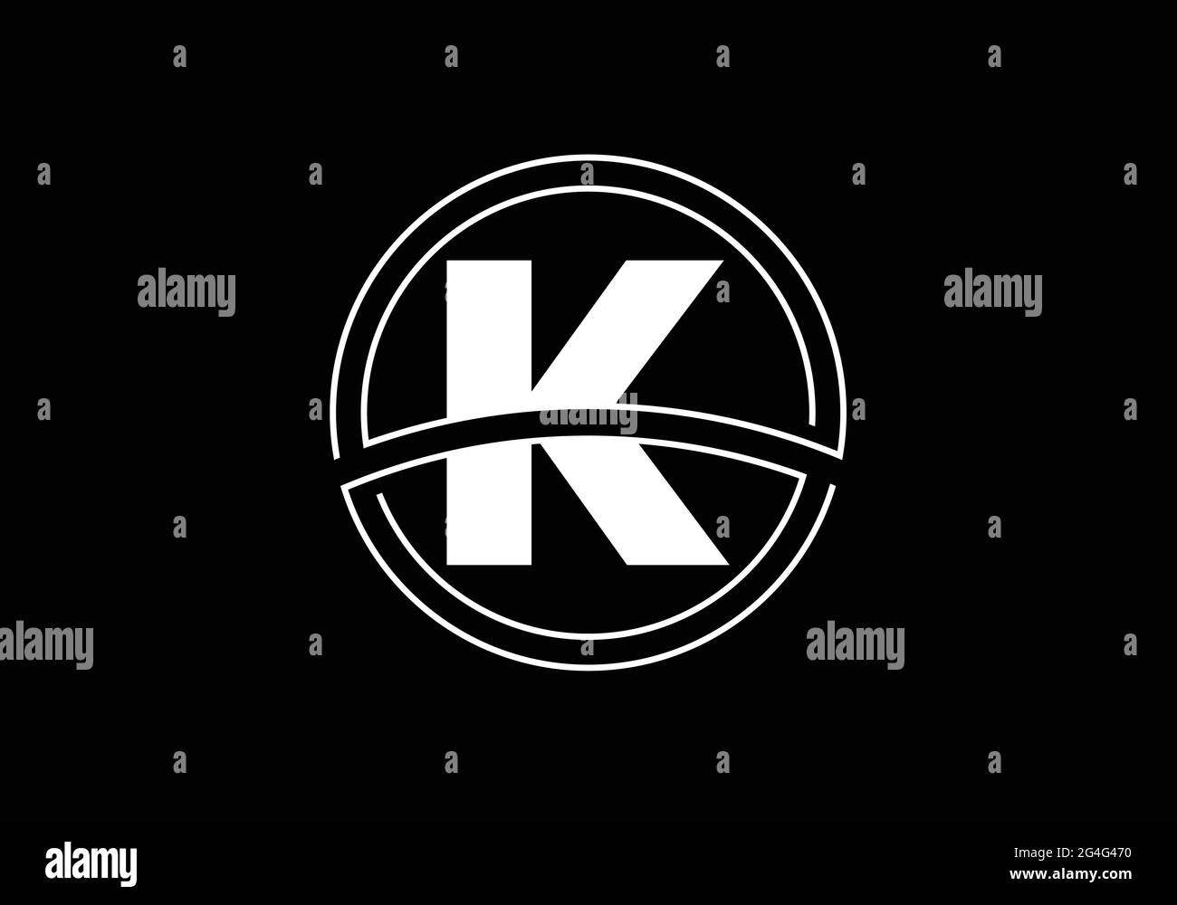 Initial letter K with circle frame. Graphic alphabet symbol for ...