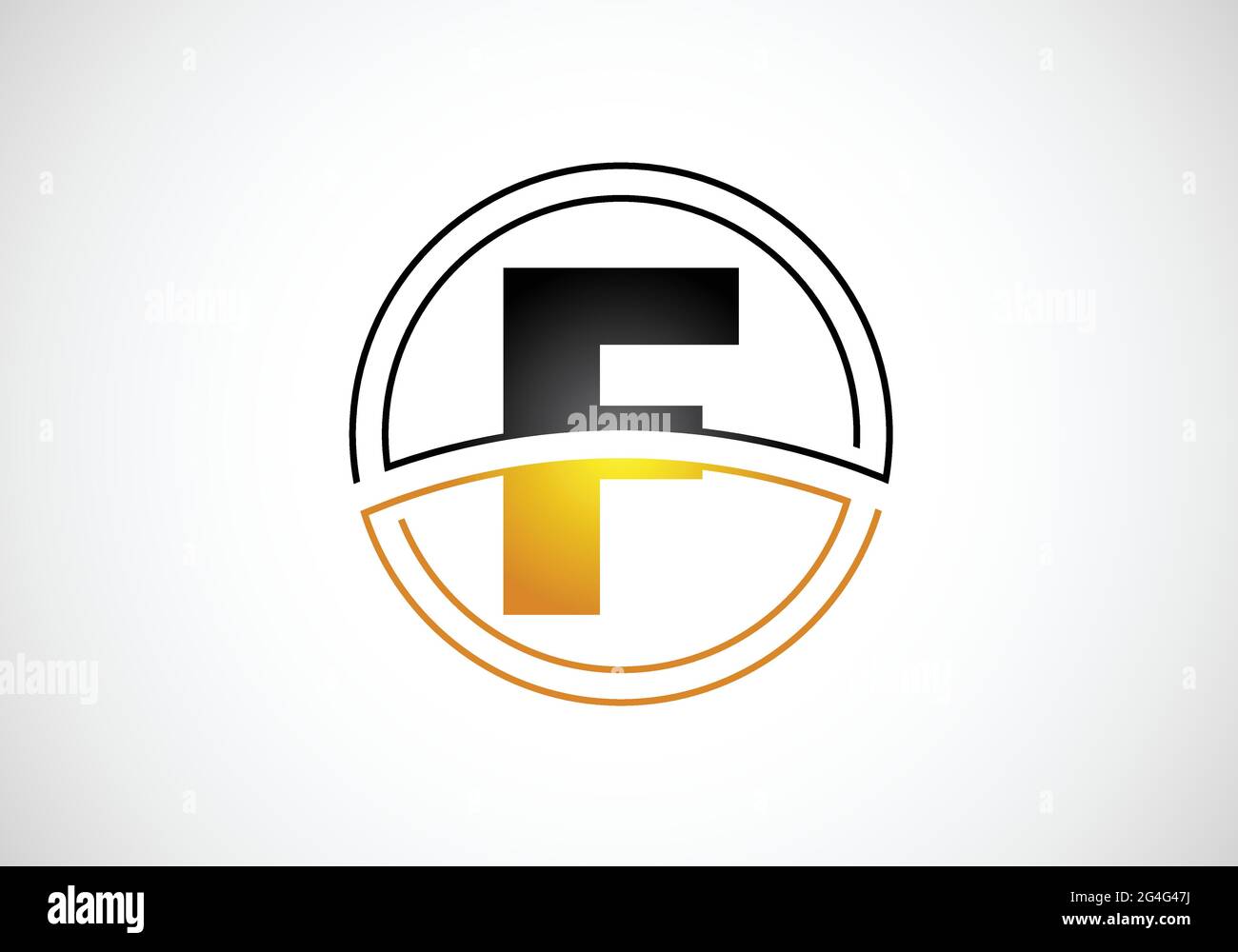 Initial letter F with circle frame. Graphic alphabet symbol for ...
