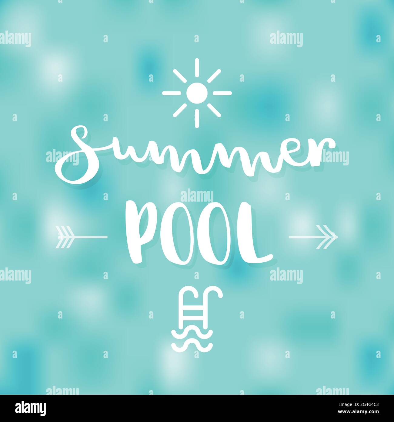 Summer pool lettering. Blurred background. Vector illustration flat ...