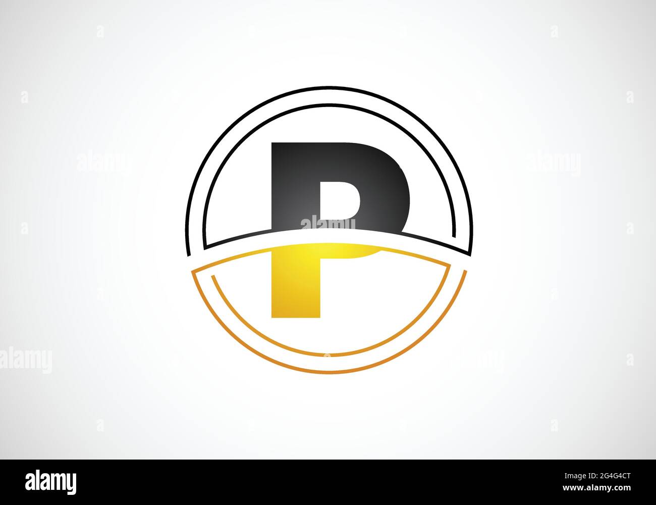 Initial letter P with circle frame. Graphic alphabet symbol for ...