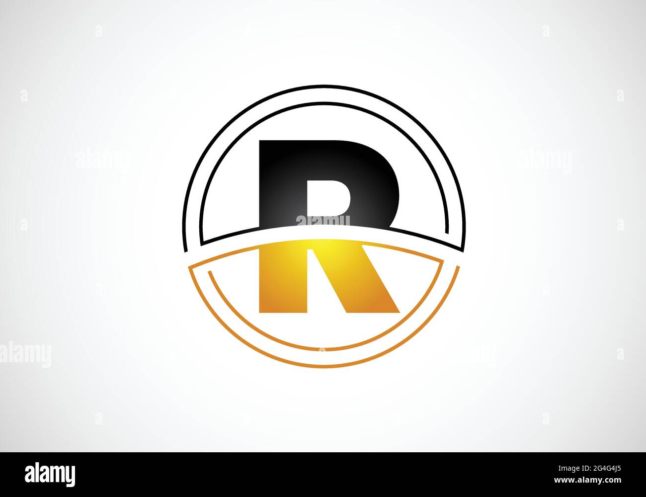 Initial letter R with circle frame. Graphic alphabet symbol for ...