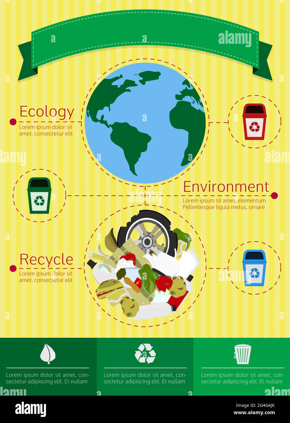 Colorful infographic about recycling. Information on the waste produced ...