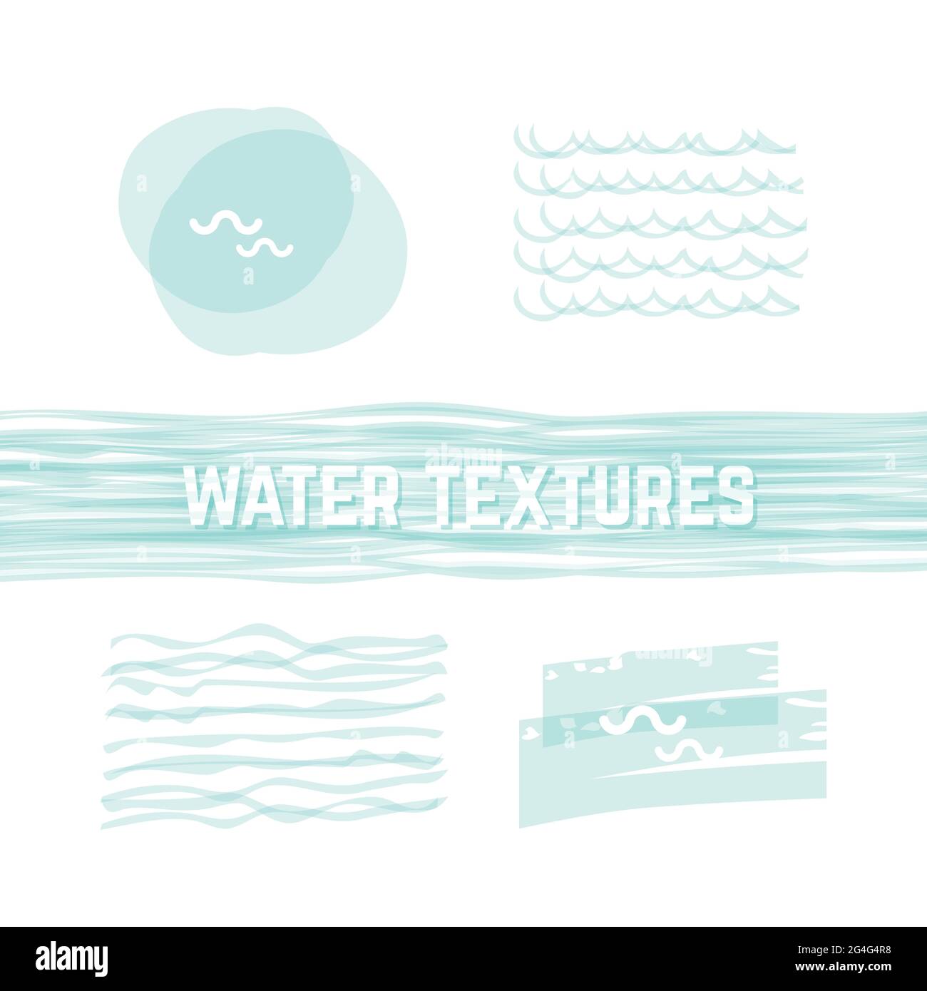 Set: water textures. Waves. Vector illustration, hand drawn style Stock ...