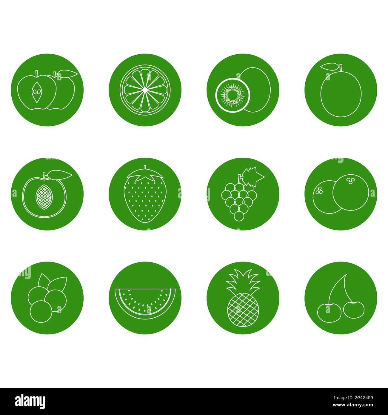 Fruits and vegetables line icons. Contour set. Icons of apple, orange ...