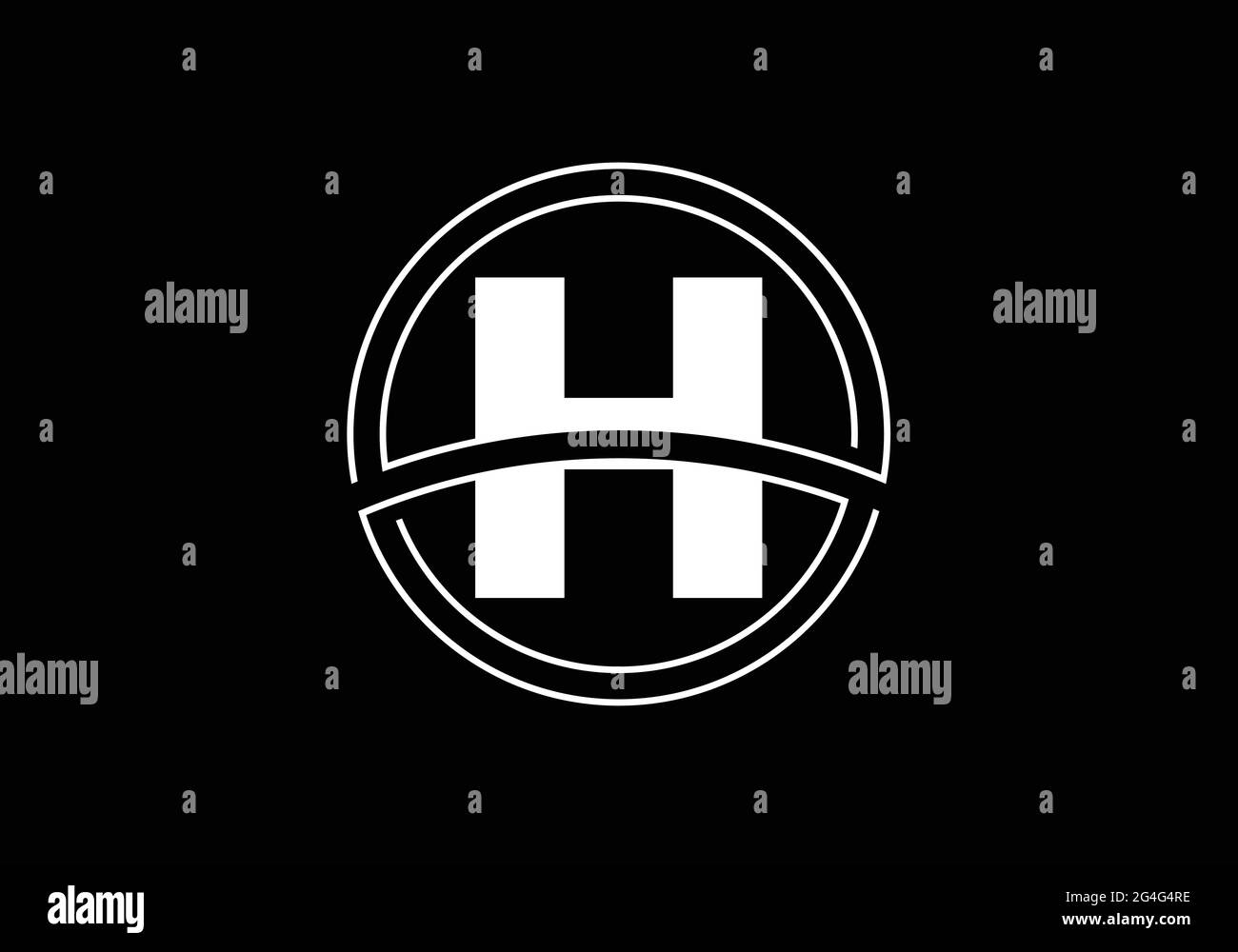 Initial letter H with circle frame. Graphic alphabet symbol for ...