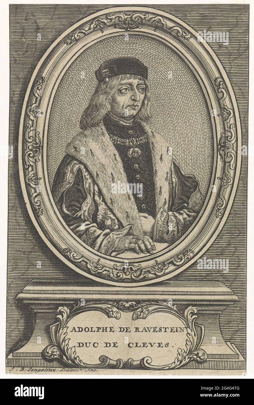 . Bust portrait of Adolf van Kleef, with beret. He carries a chain with ...