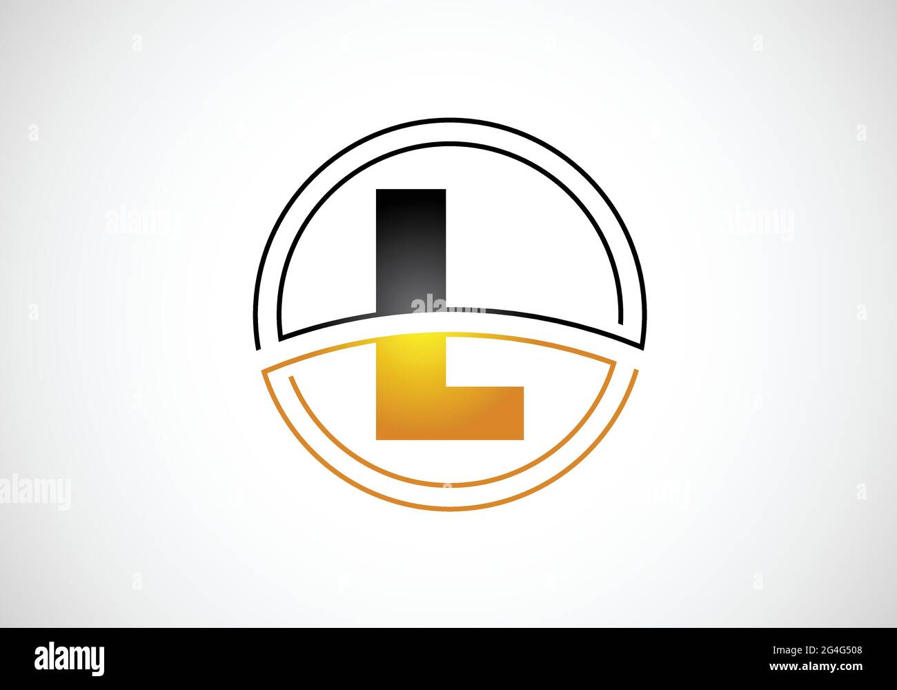 Initial letter L with circle frame. Graphic alphabet symbol for ...