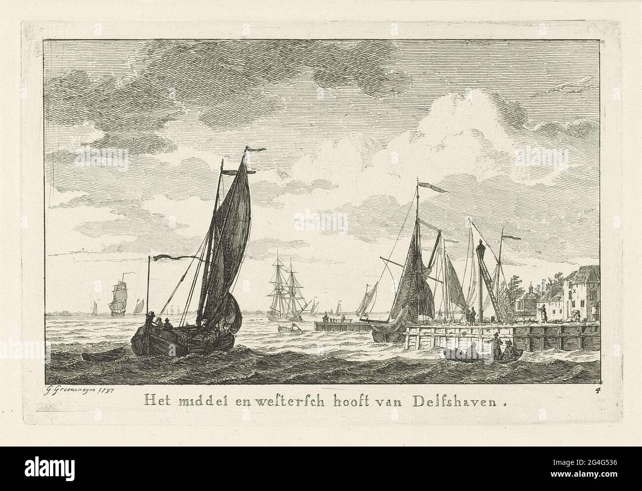 . View of the Maas and the middle (front) and western harbor head ...