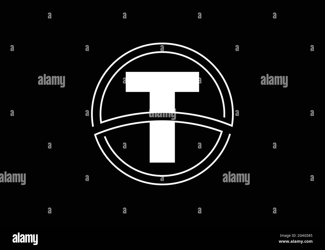 Initial letter T with circle frame. Graphic alphabet symbol for ...