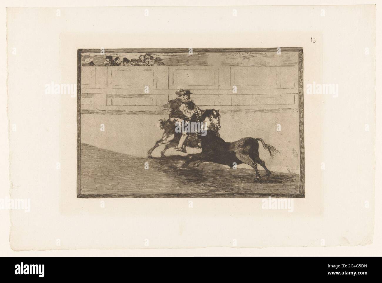 Bullfighter in an arena; Un Caballero Español and Plaza Quebrando ...