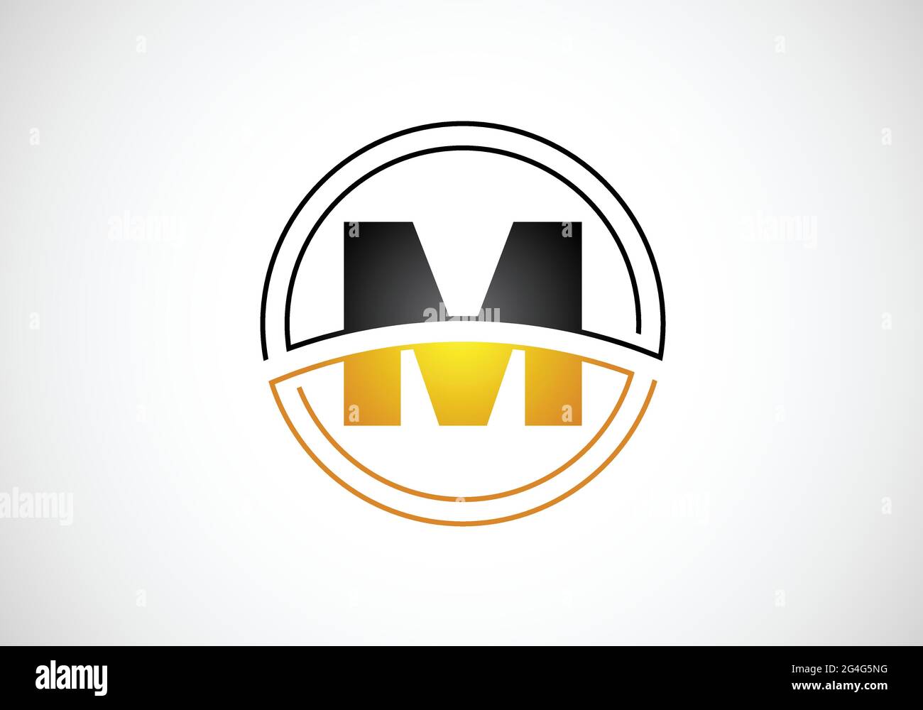 Initial letter M with circle frame. Graphic alphabet symbol for ...