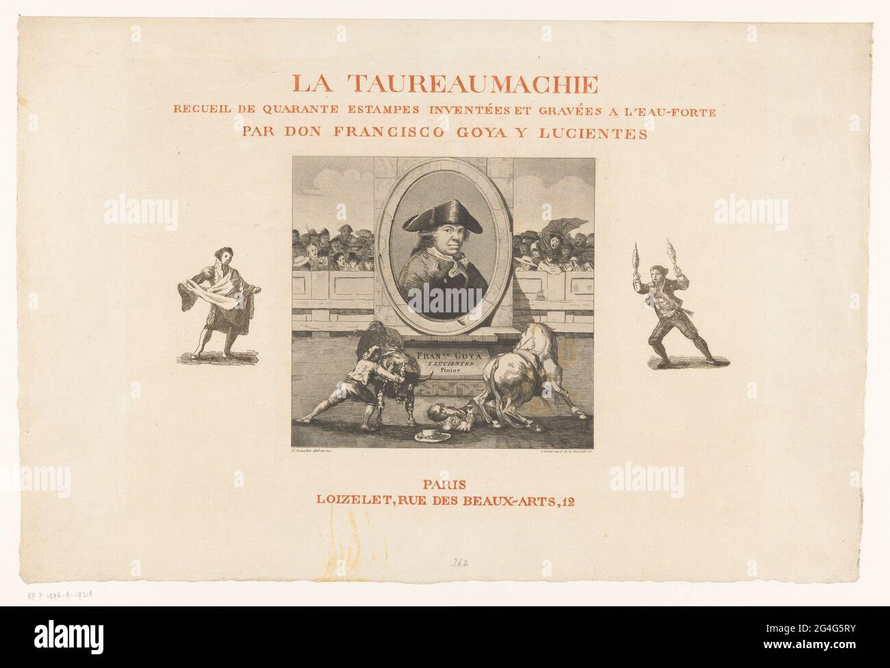 Title print with portrait of Francisco de Goya; Bullfighting; La ...