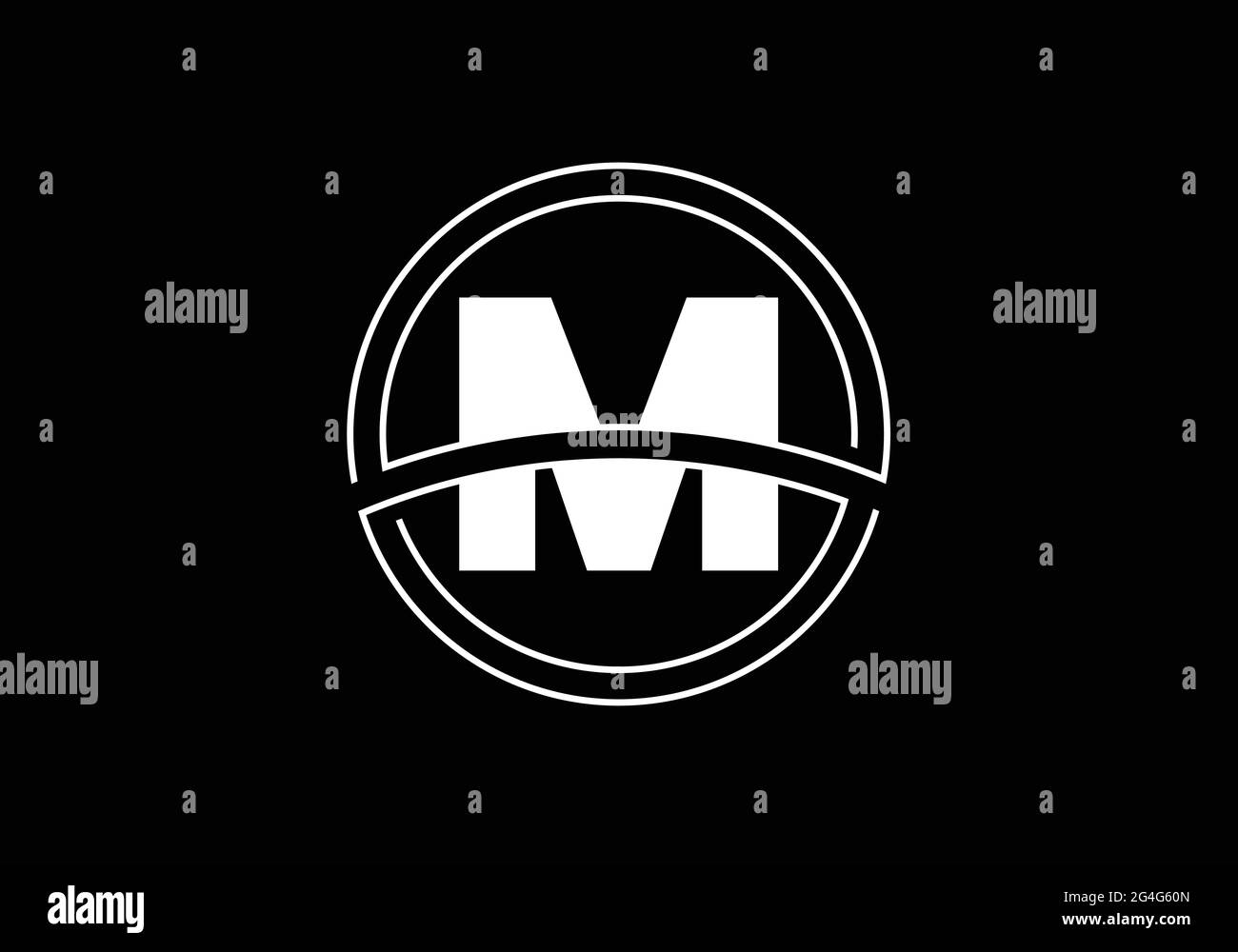 Initial letter M with circle frame. Graphic alphabet symbol for ...