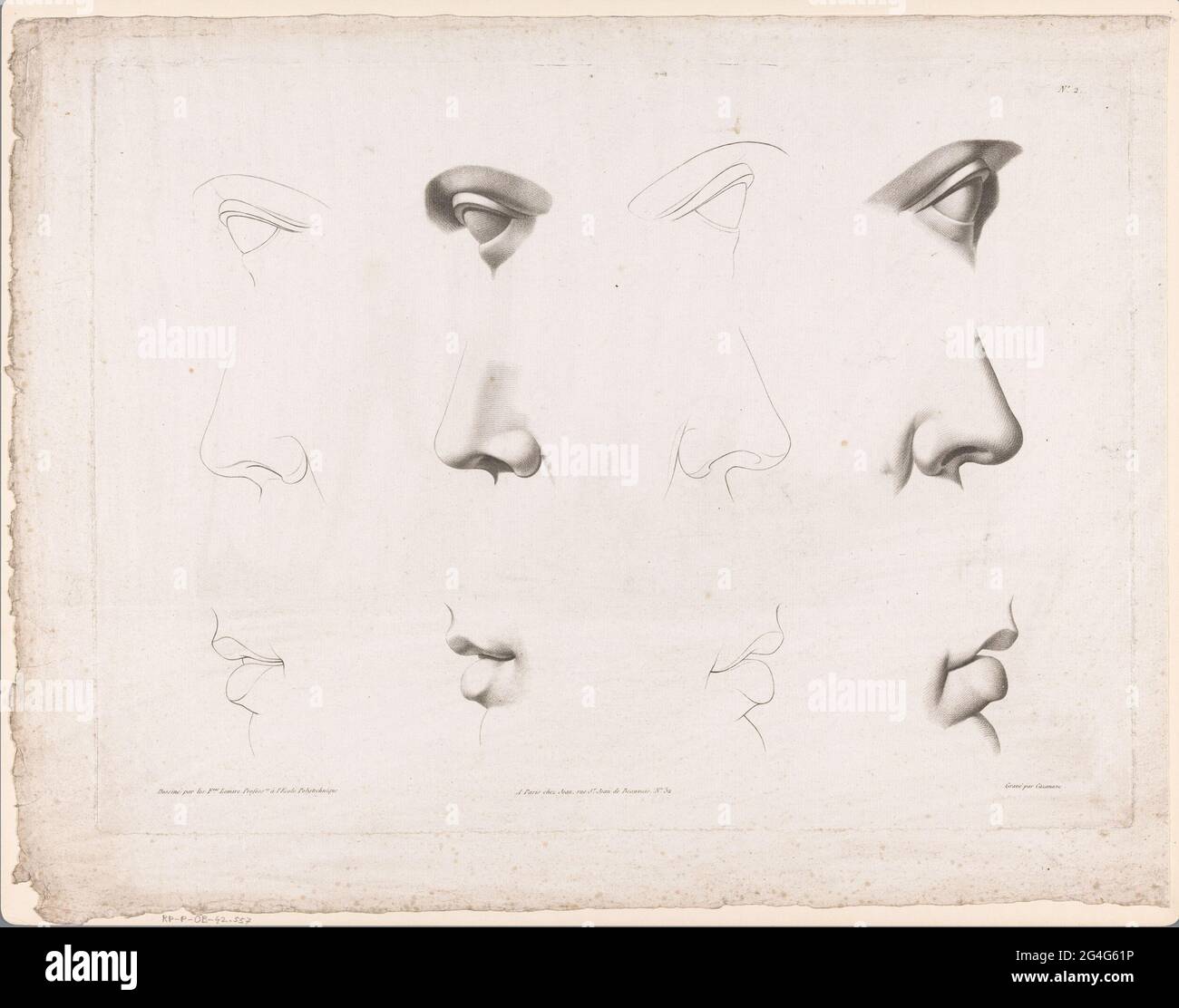 Twelve studies of eyes and noses. Numbered at the top right: No. 2 ...