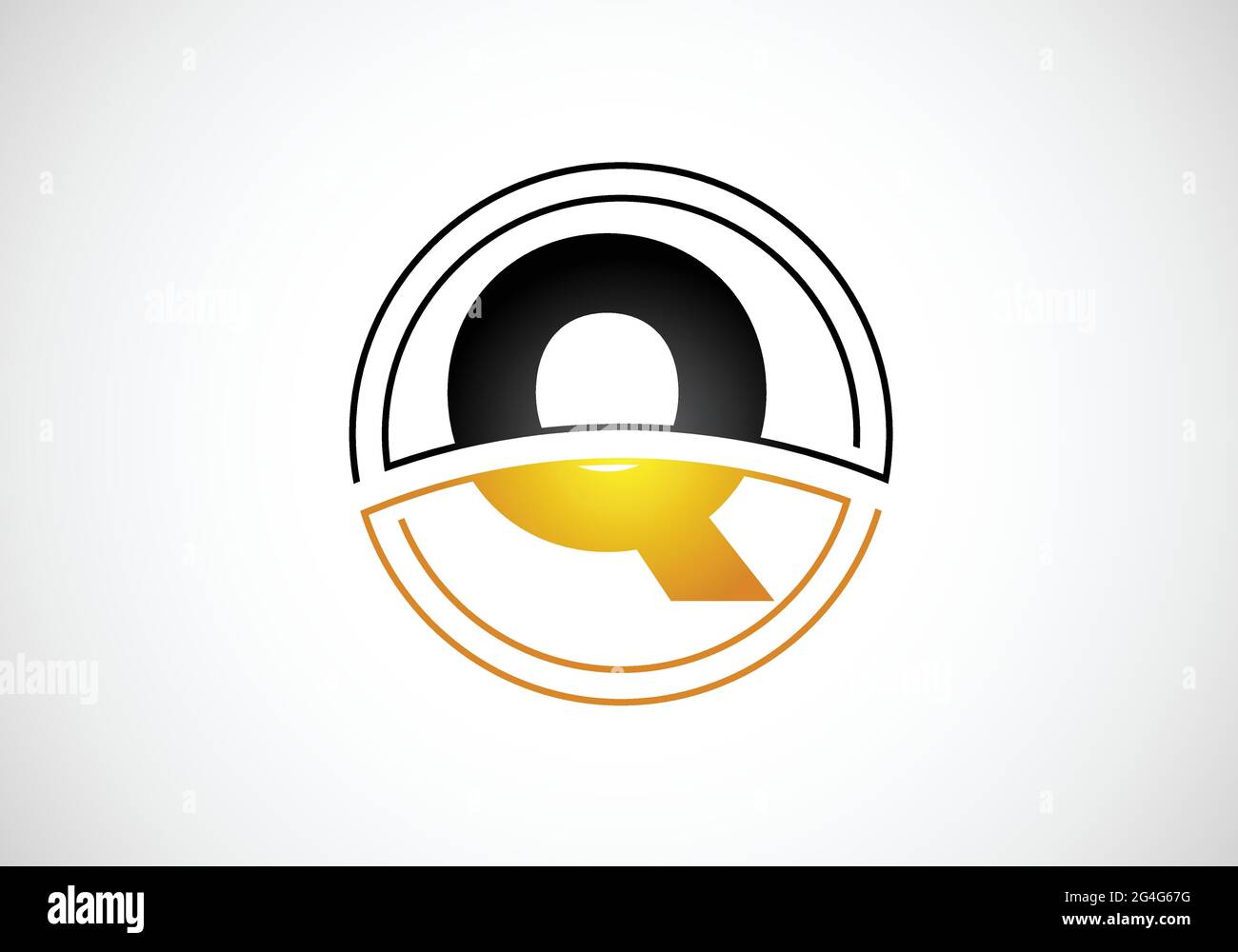 Initial letter Q with circle frame. Graphic alphabet symbol for ...