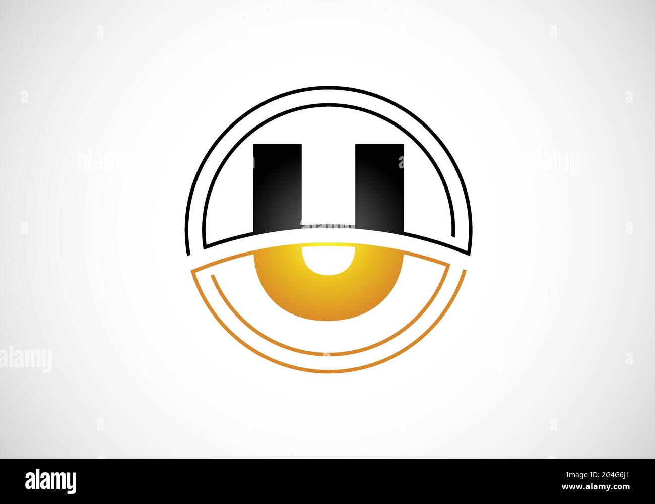 Initial letter U with circle frame. Graphic alphabet symbol for ...