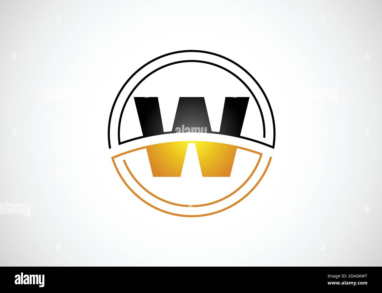 Initial letter W with circle frame. Graphic alphabet symbol for ...