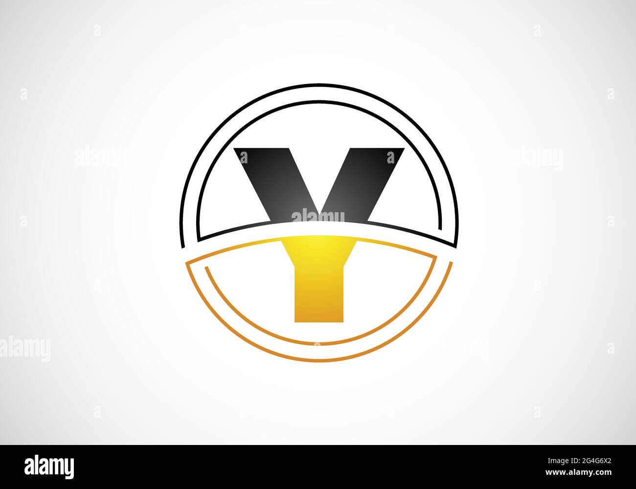 Initial letter Y with circle frame. Graphic alphabet symbol for ...