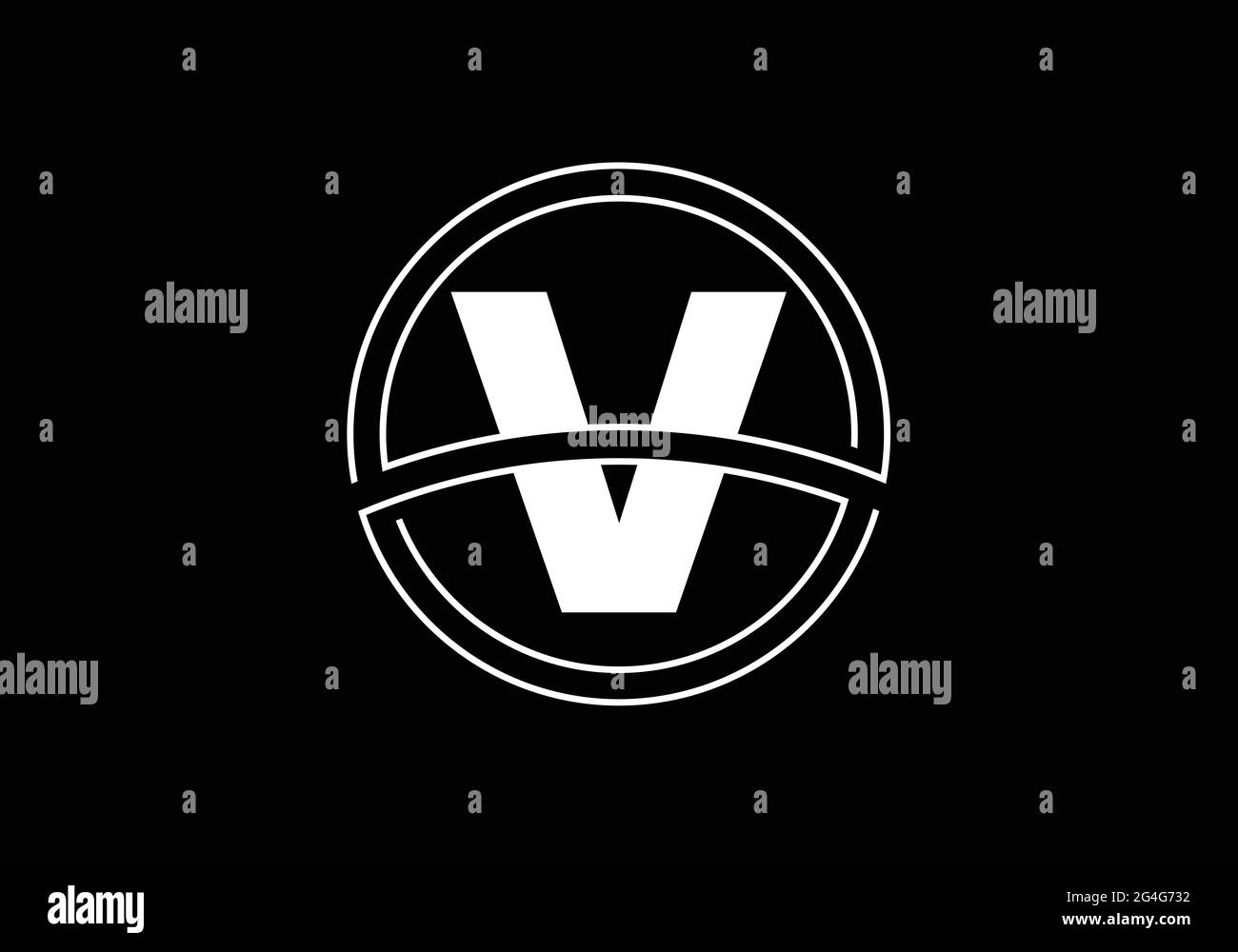 Initial letter V with circle frame. Graphic alphabet symbol for ...