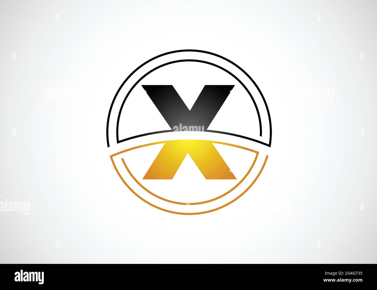 Initial letter X with circle frame. Graphic alphabet symbol for ...