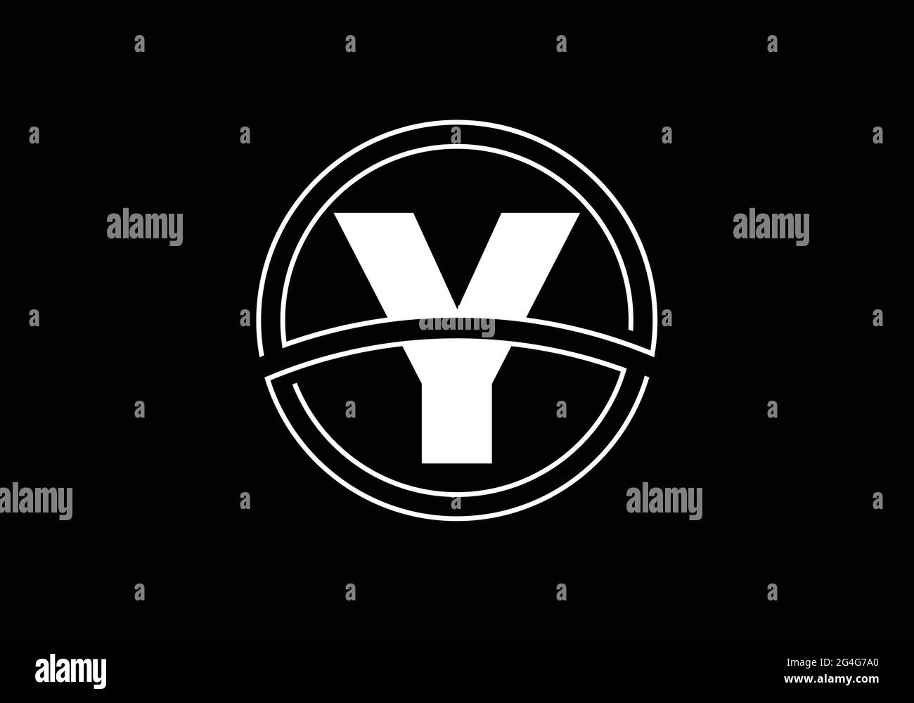 Initial letter Y with circle frame. Graphic alphabet symbol for ...