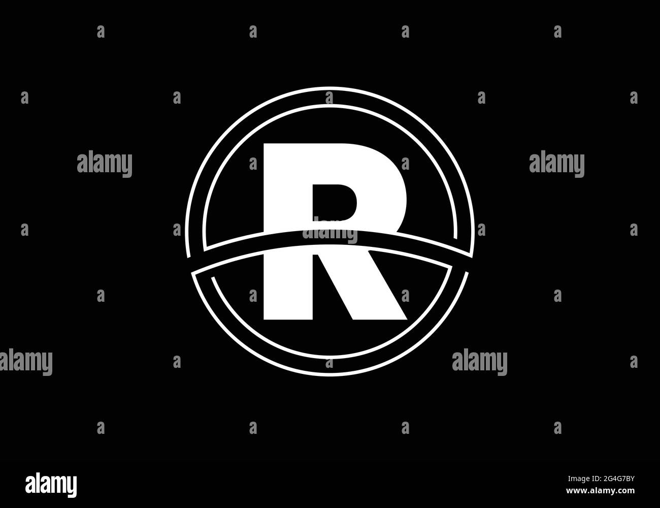 Initial letter R with circle frame. Graphic alphabet symbol for ...