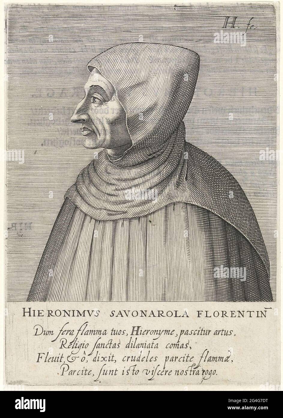 . Bust to the left of Girolamo Savonarola. Under the portrait his name ...