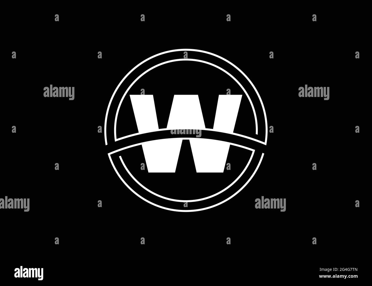 Initial letter W with a circle frame. Graphic alphabet symbol for ...