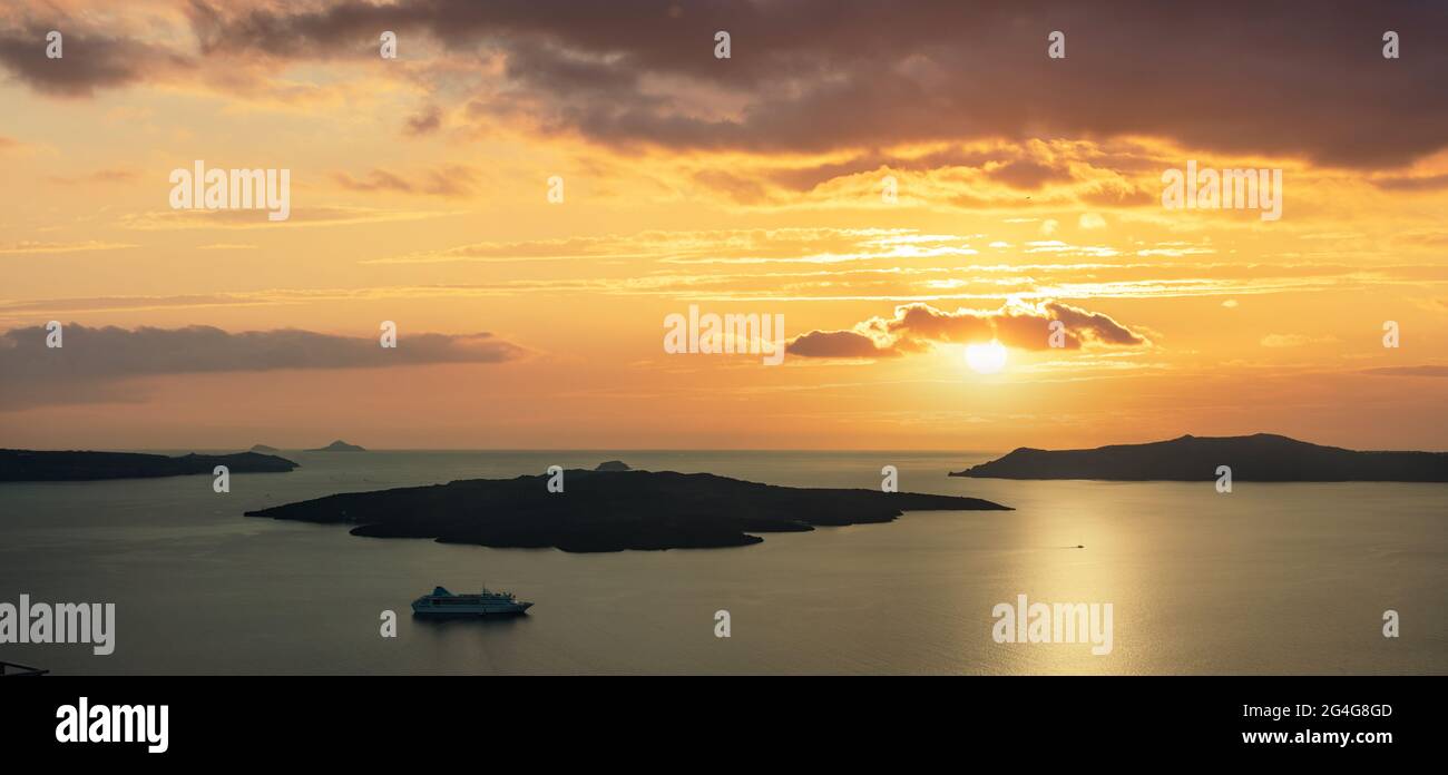 Destination Greek island, Santorini, Cyclades, Greece. Sunset over ...
