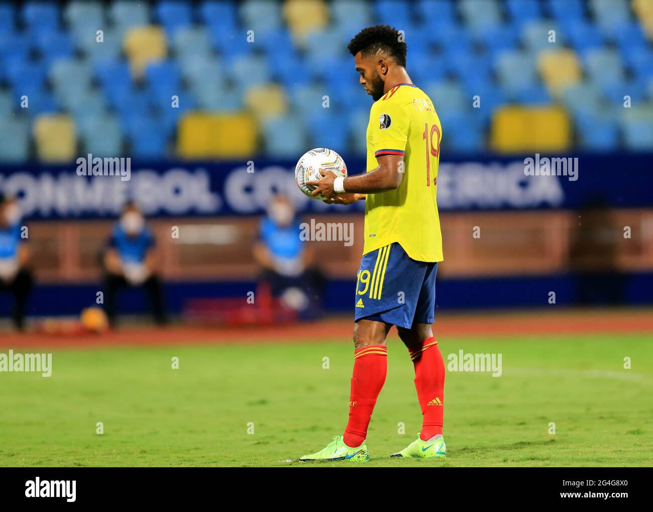 GOIANIA, BRAZIL - JUNE 20: Miguel Borja of Colombia scores his penalty ...