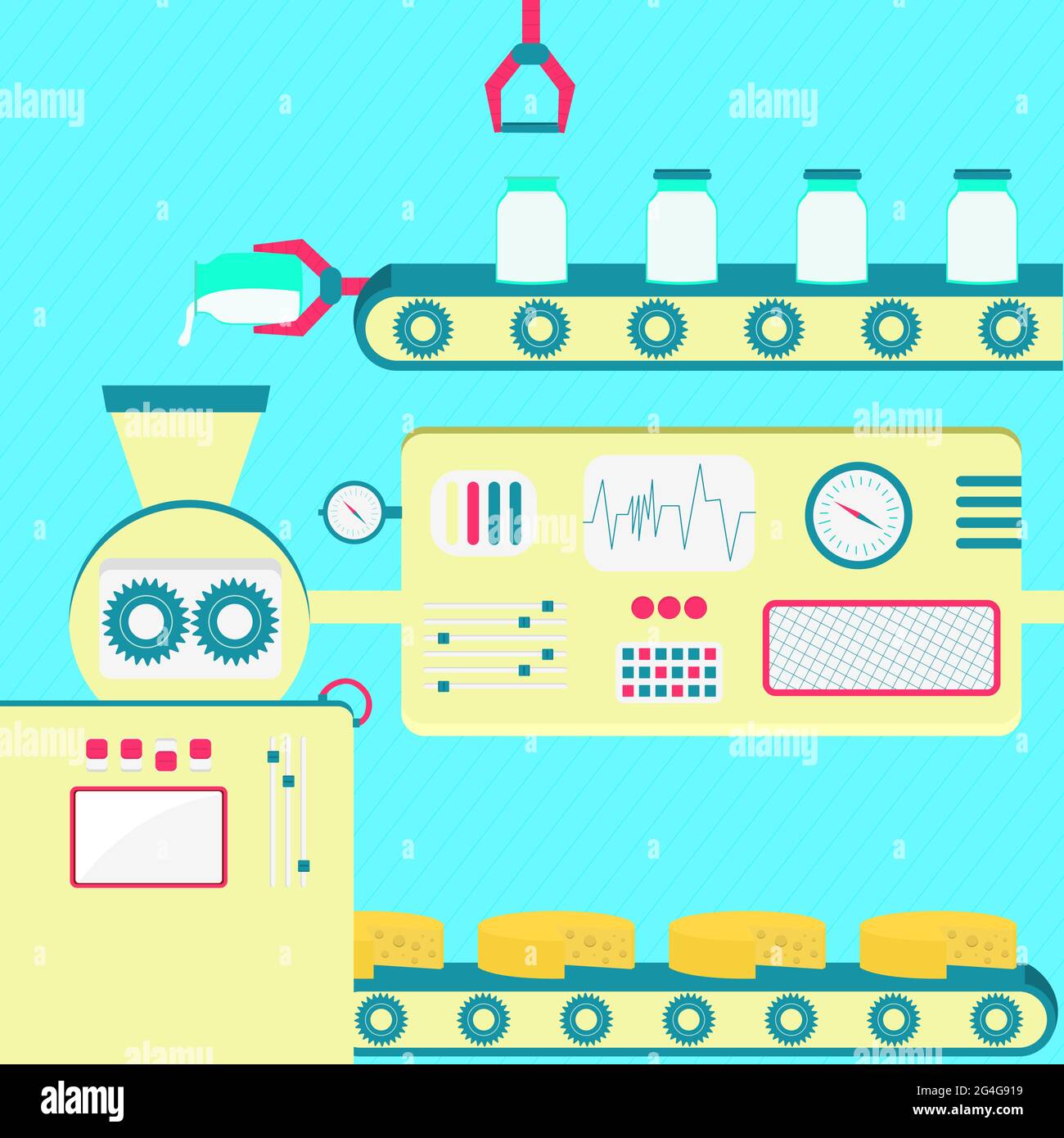 Plant producing cheese from milk. Industrial production of Emmental ...