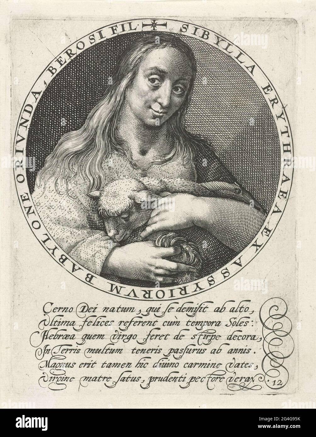 . Bust of the Sibrille of Erythrae. In her arms she holds a lamb. The ...